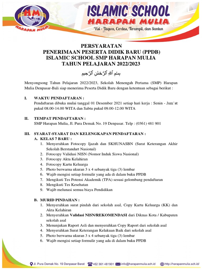 Persyaratan PPDB SMP 2022 2023 | PDF