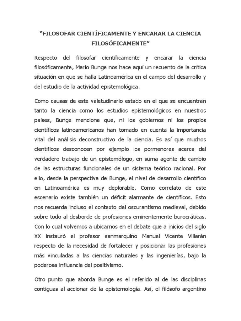 Filosofar Científicamente y Encarar La Ciencia Filosóficamente | PDF ...