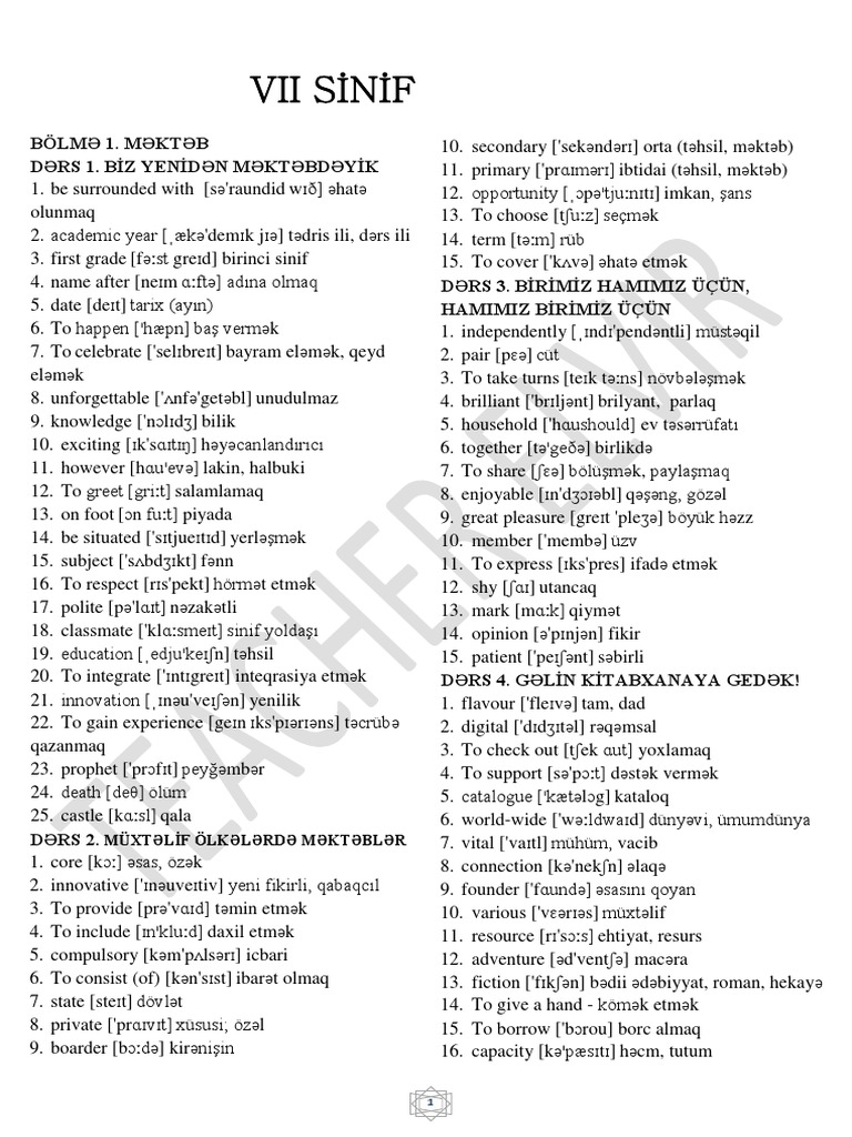 Vii Sinif | PDF