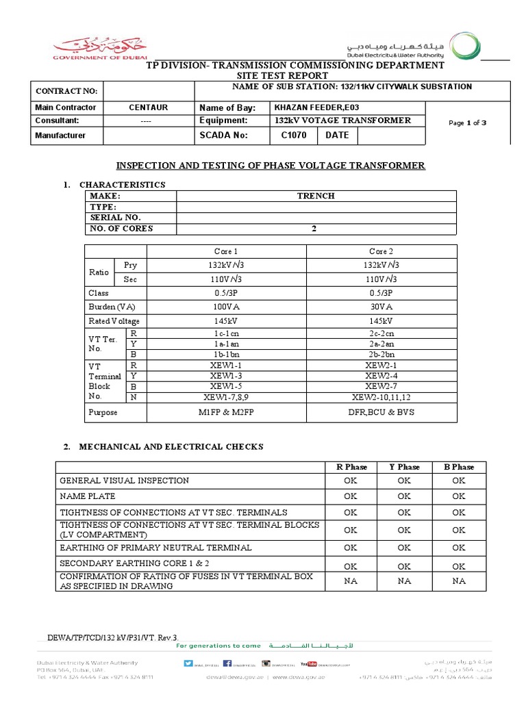132KV VT Test Report-Jumsouth Ss by Patrix | PDF | Transformer ...