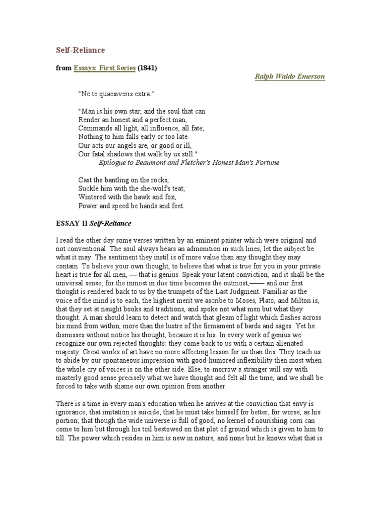 Emerson Self Reliance | Download Free PDF | Soul | Prayer