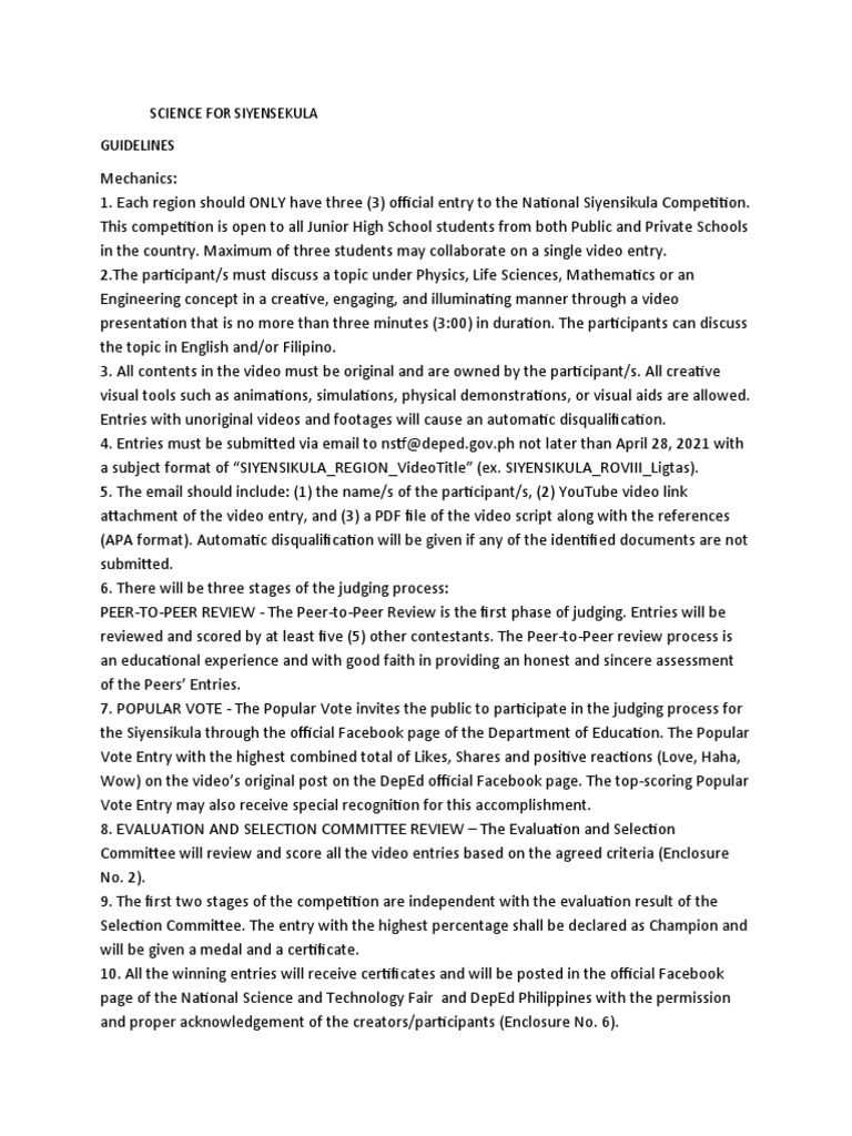 Science Mechanics & Script For Siyensekula | PDF | Peer To Peer | Facebook