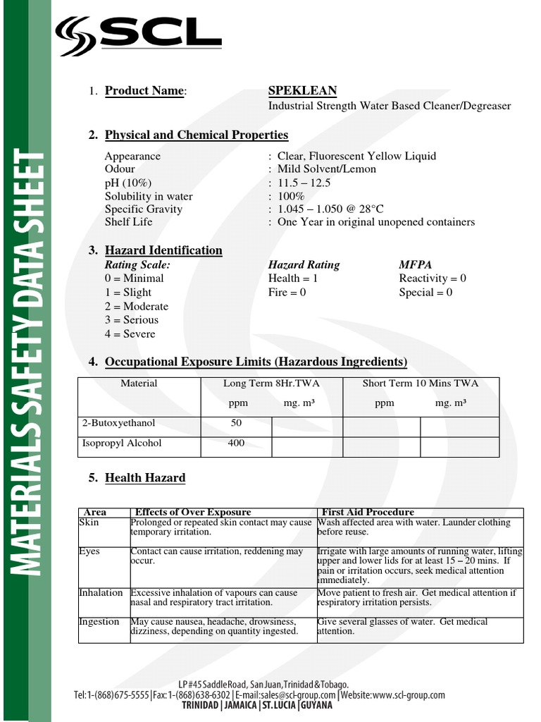 Speklean Msds | PDF