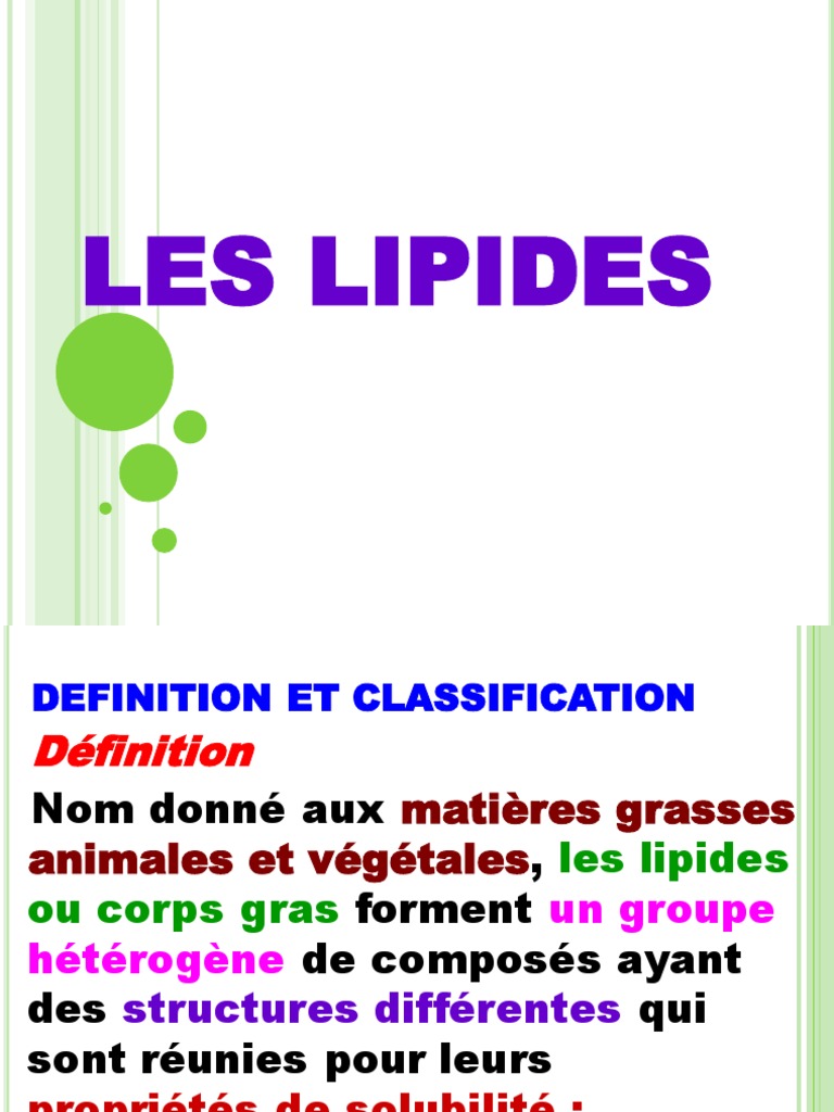 Définition et Classification des Lipides | PDF | Lipide | Cholestérol