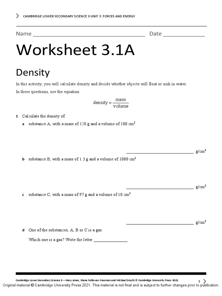 S9 Unit 3 Worksheets | PDF