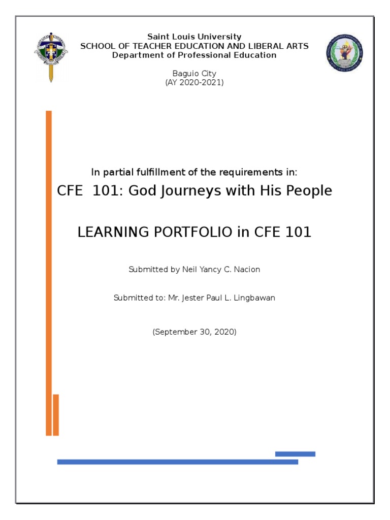 CFE 101 Learning Portfolio | PDF | Bible | Biblical Canon