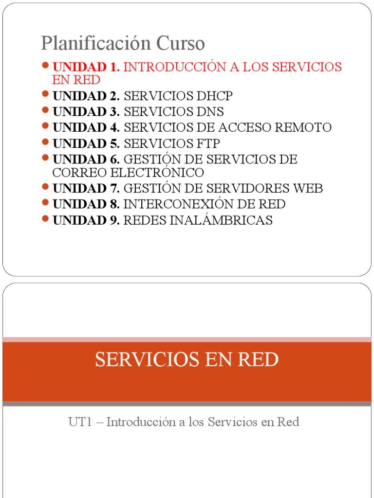 Planificación de un curso sobre servicios en redes | PDF | Servicio de red | Protocolo de ...