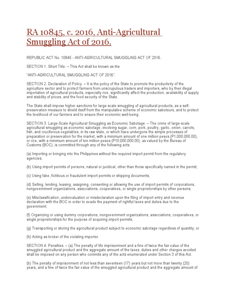 Ra 10845 | PDF | Lease | Crimes