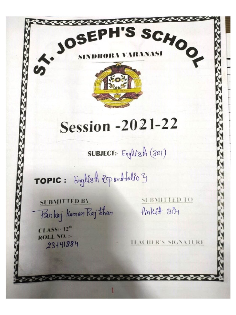 Sample Practicle File 2021-22 English | PDF