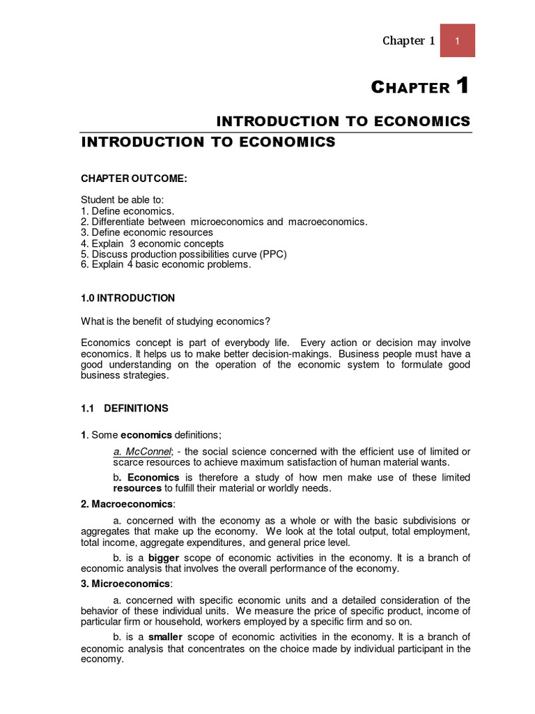 Eco Chapter 1 | PDF | Economics | Opportunity Cost
