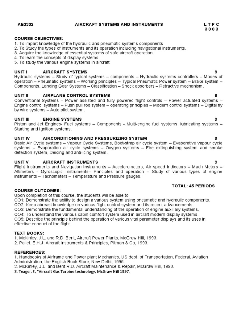 AE3302 ASI Syllabus | PDF | Aircraft | Engines