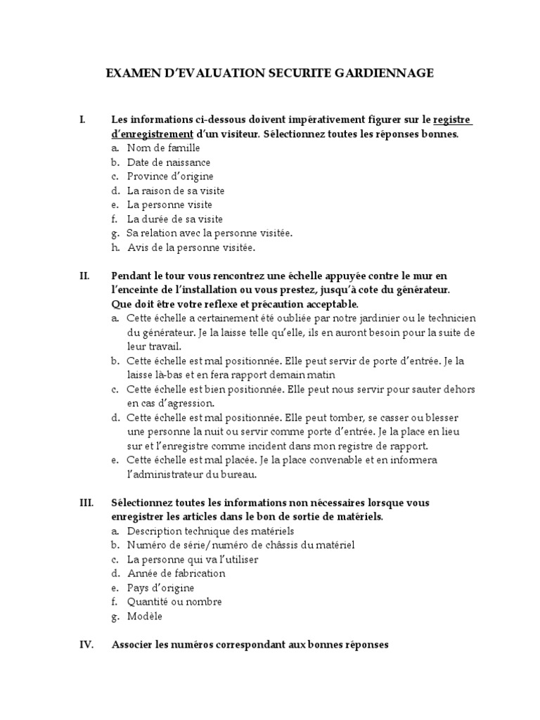 Examen de Securite | PDF