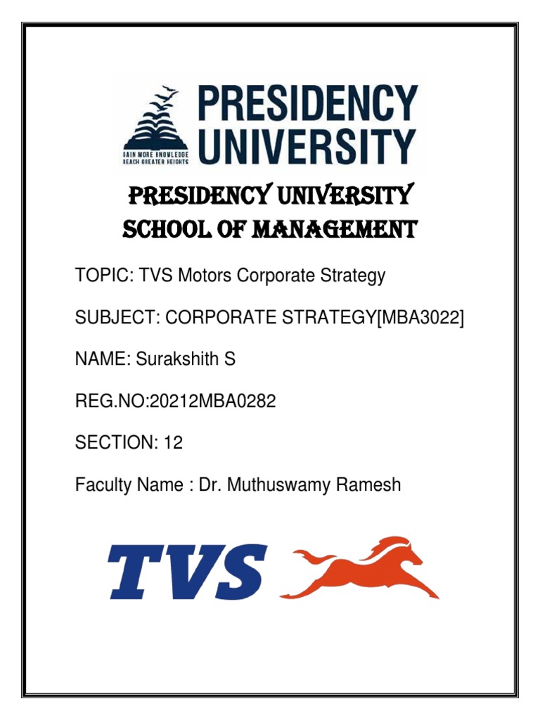 TVS Motors Corporate Strategy Analysis | PDF | Strategic Management ...