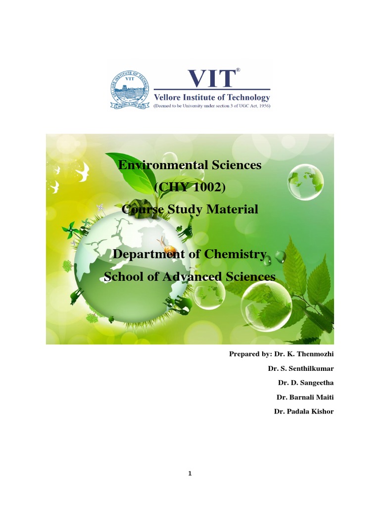 Environmental Sciences (CHY 1002) Course Study Material | PDF | Food ...