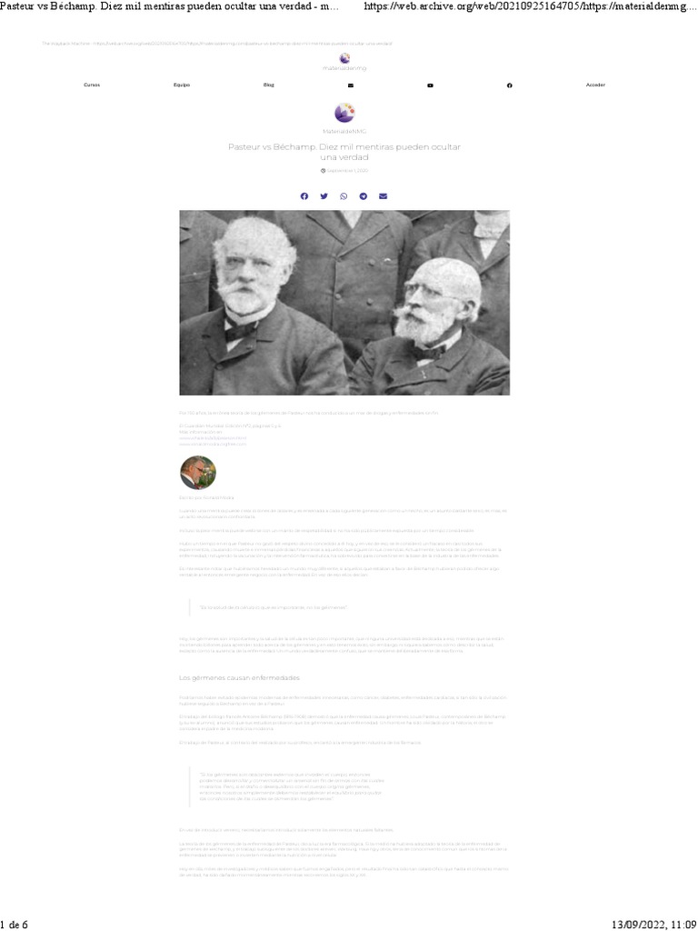 Pasteur Vs Béchamp. Diez Mil Mentiras Pueden Ocultar Una Verdad ...