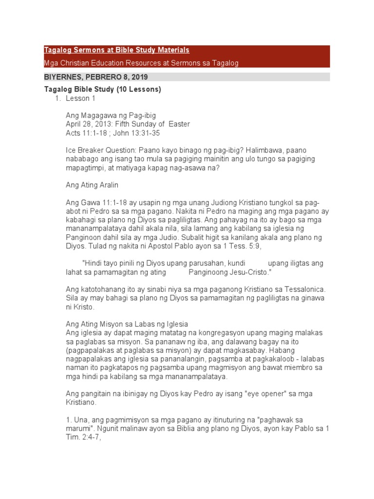 Tagalog Sermons at Bible Study Materials | PDF