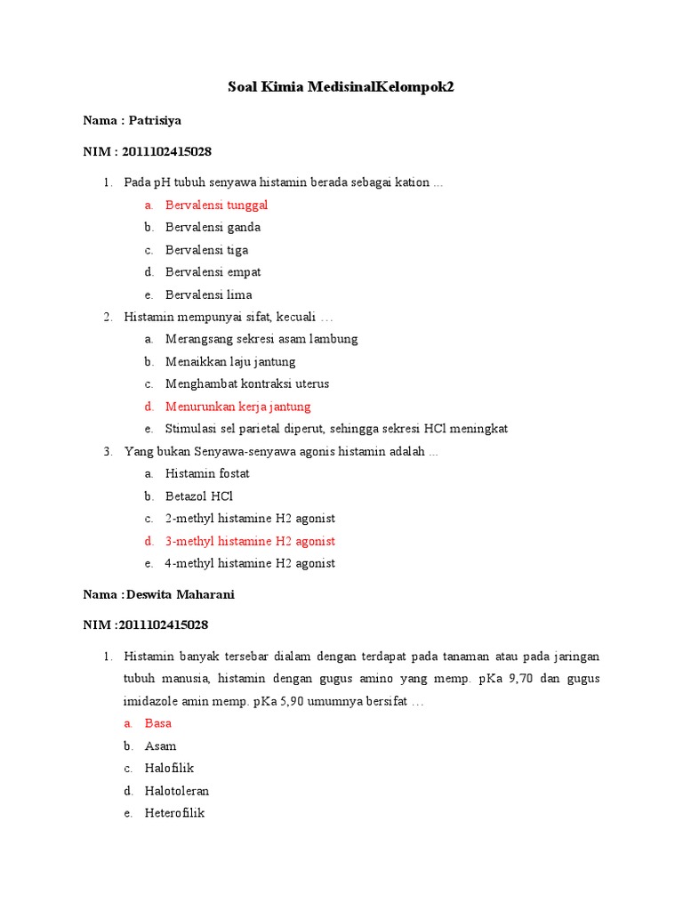 Soal Kelompok 2 Kimia Medisinal | PDF