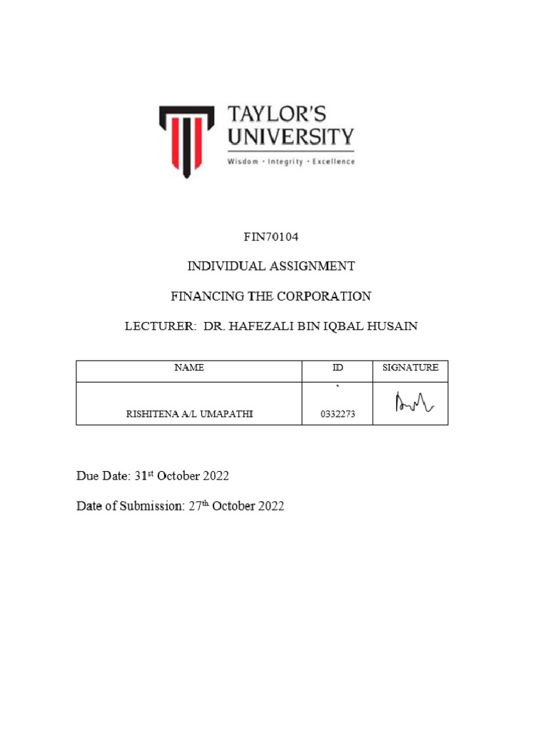 Individual Assignment 1 0332273 Pdf Shareholder Value Stakeholder Corporate 