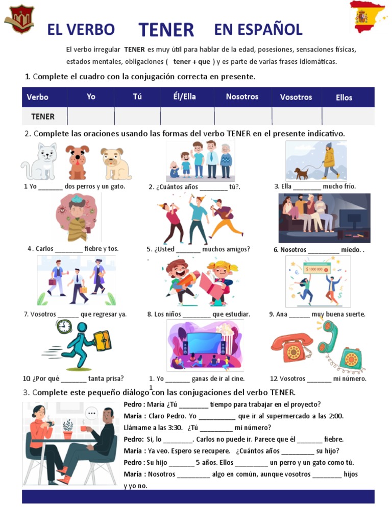 El Verbo TENER en Espanol Ejercicios | PDF