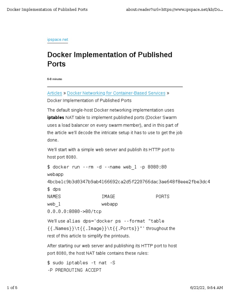 Docker Implementation of Published Ports | PDF