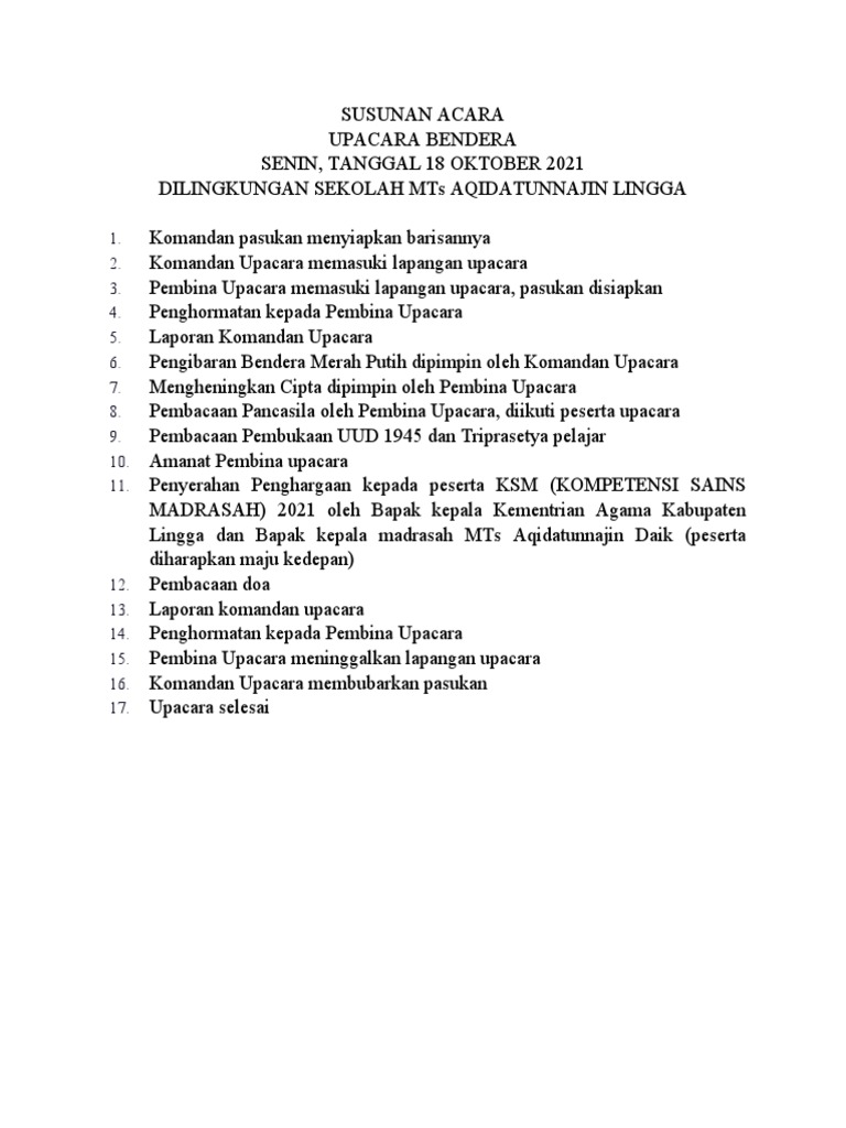 Rundown Upacara Penghargaan | PDF