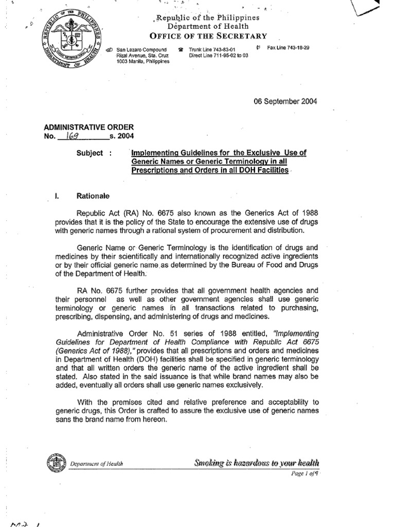 Administrative Order No. 2004 0169 | PDF