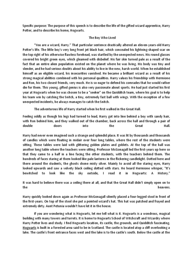 Harry Potter Speech | Download Free PDF | Fantasy | Harry Potter