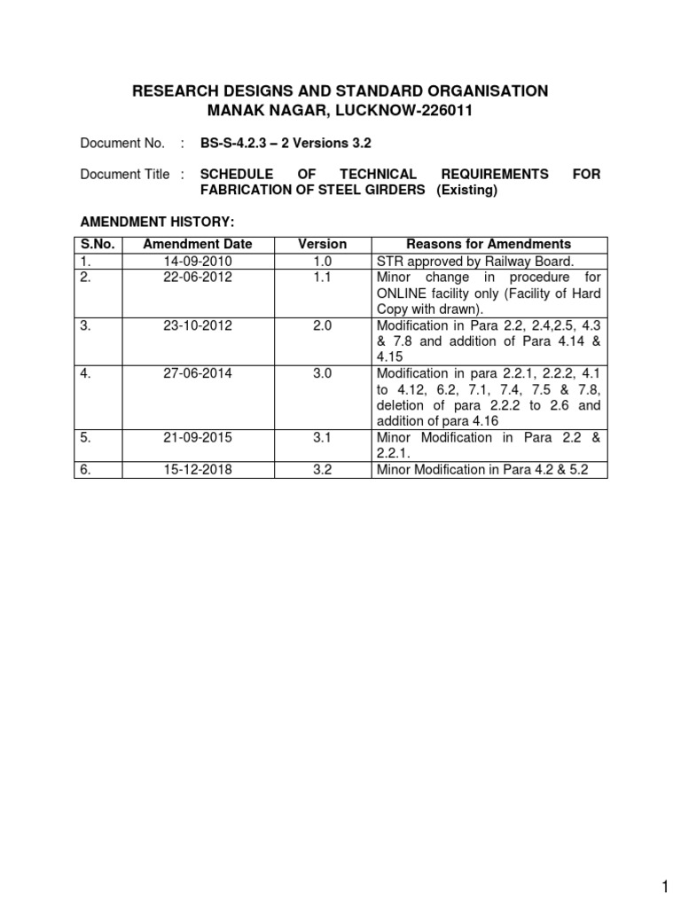 RDSO Norms For Steel Girder Fabrication | PDF | Welding | Construction