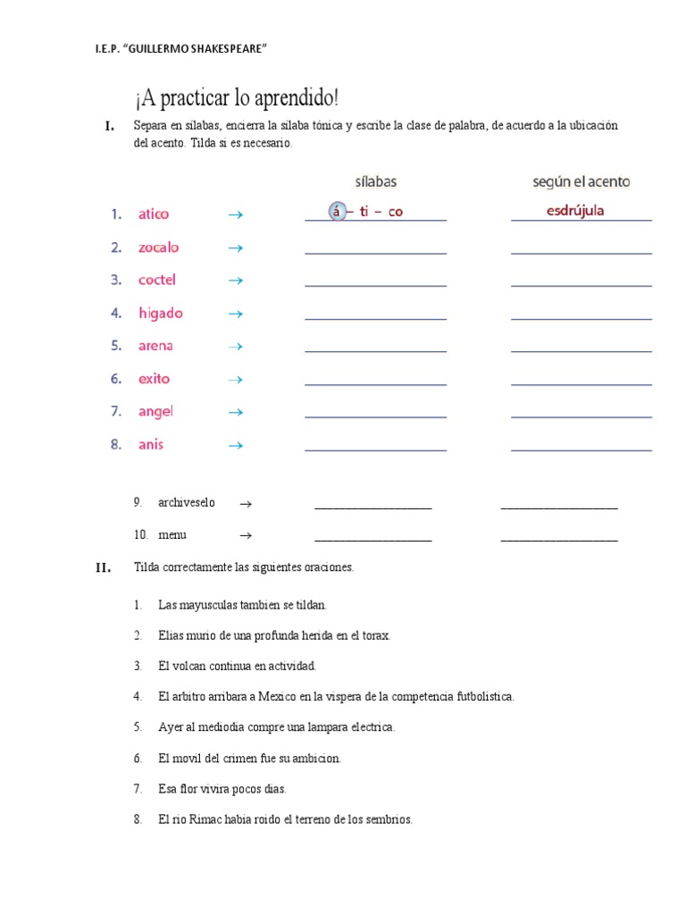 Ejercicios de Acentuación para Niños | PDF | Libros para adolescentes