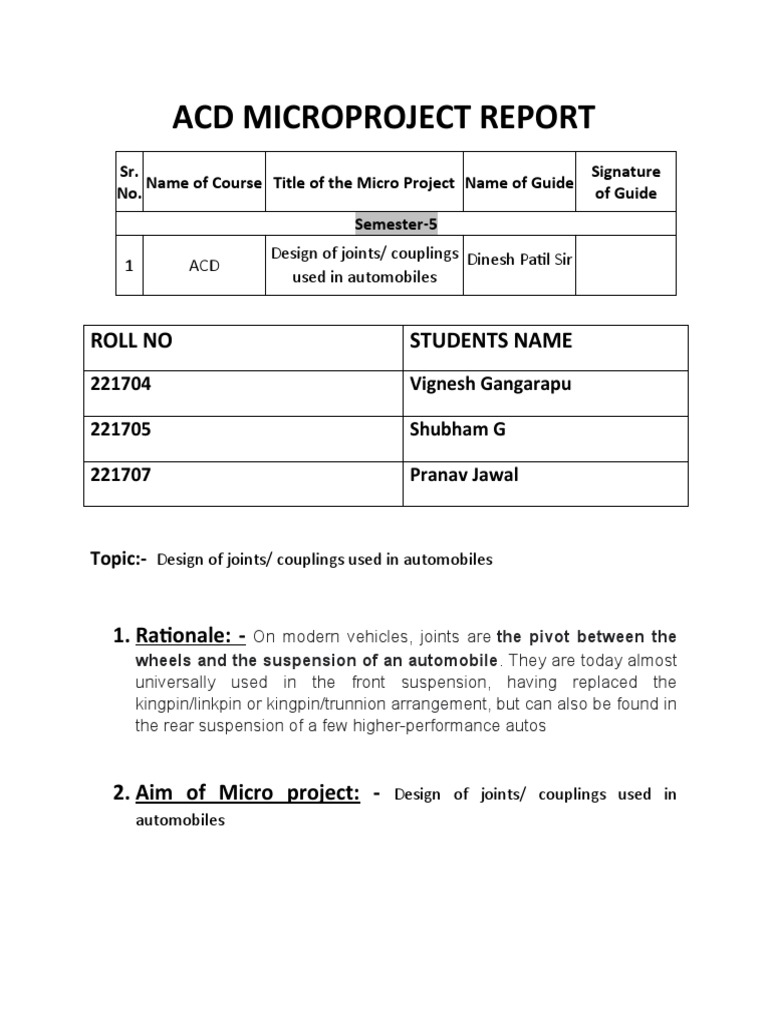 Acd Microproject Report | PDF | Propeller | Transportation Engineering