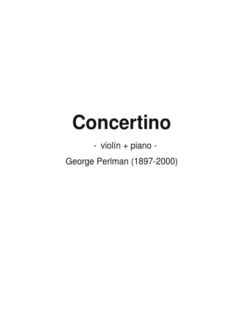G Perlman Concertino | PDF