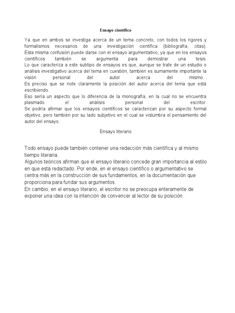 Ensayo Literario Ensayo Científico | PDF