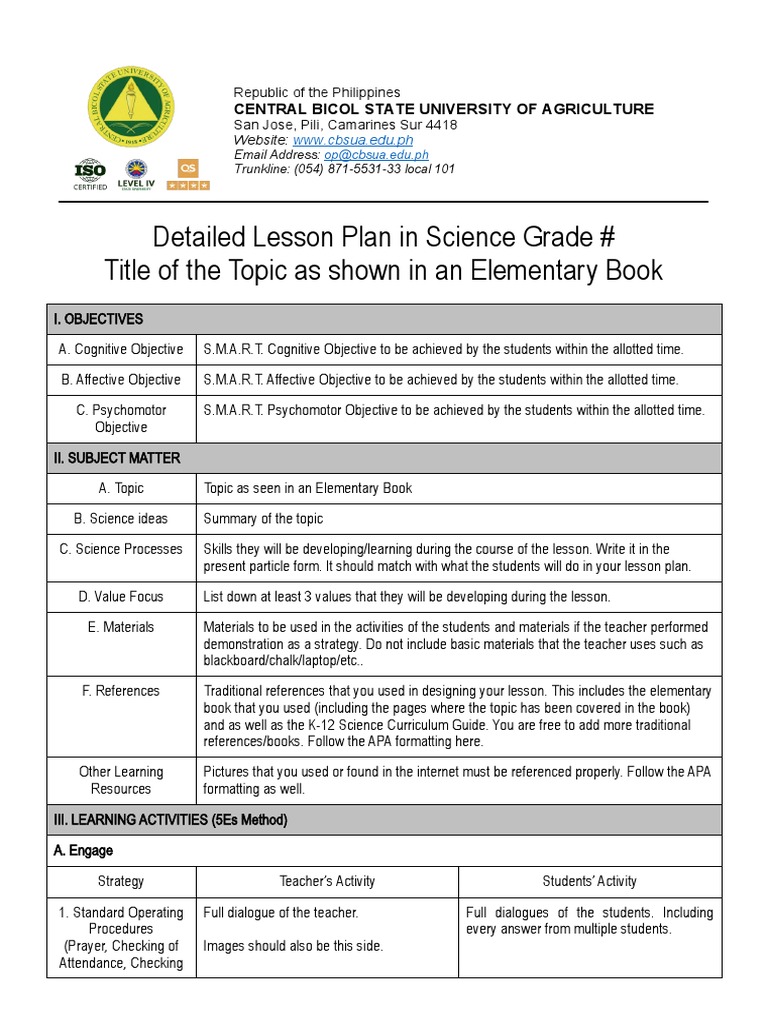 Revamped Detailed Lesson Plan For SCI 2 | PDF | Teachers | Lesson Plan