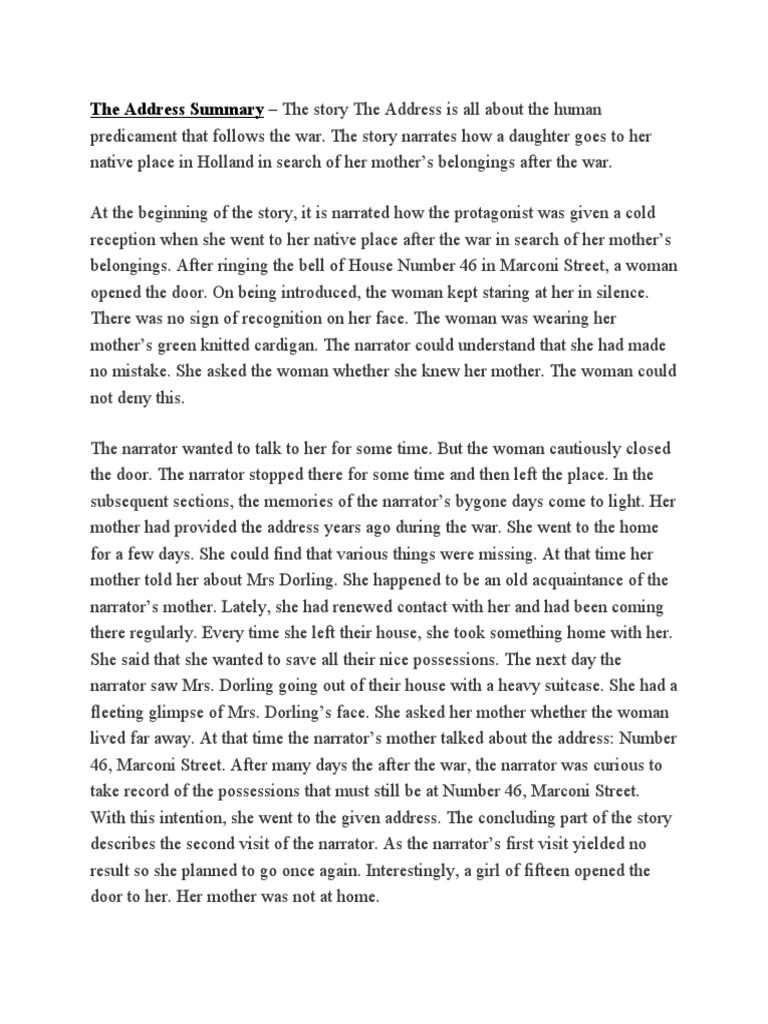 The Address Summary | PDF | Mystery, Thriller & Crime Fiction