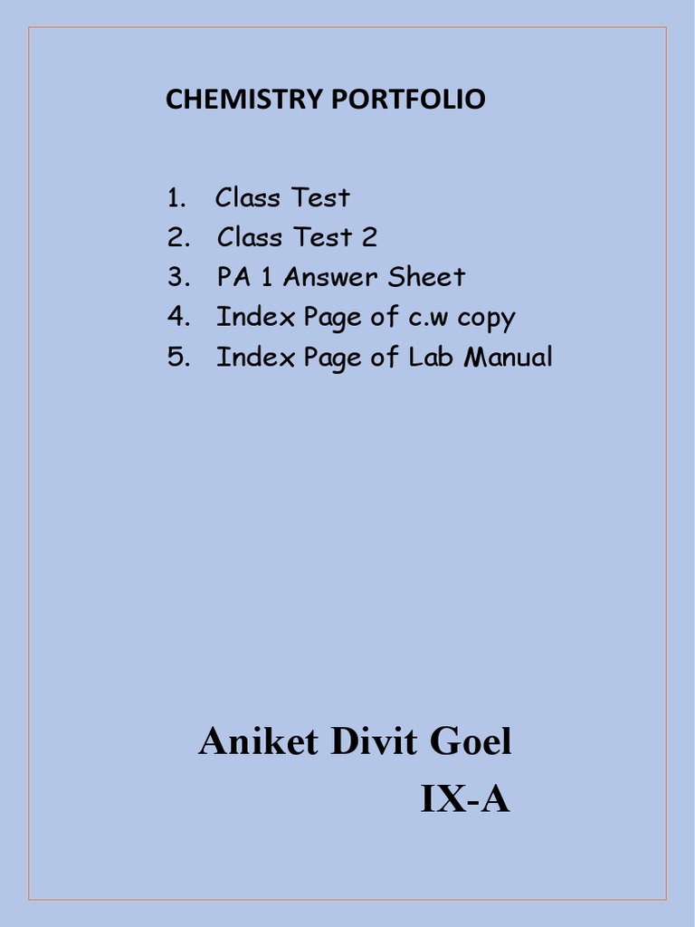 Chemistry Portfolio | PDF