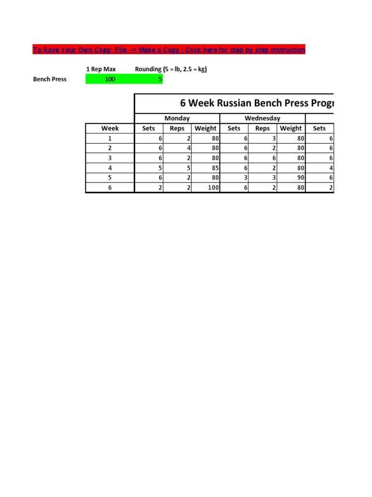 6 Week Russian Bench Press Program | PDF | Wellness