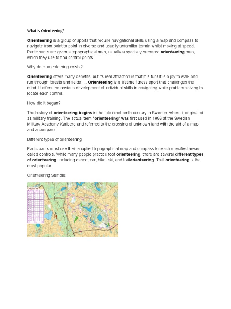 Understanding Orienteering: History & Types | PDF | Sports & Recreation