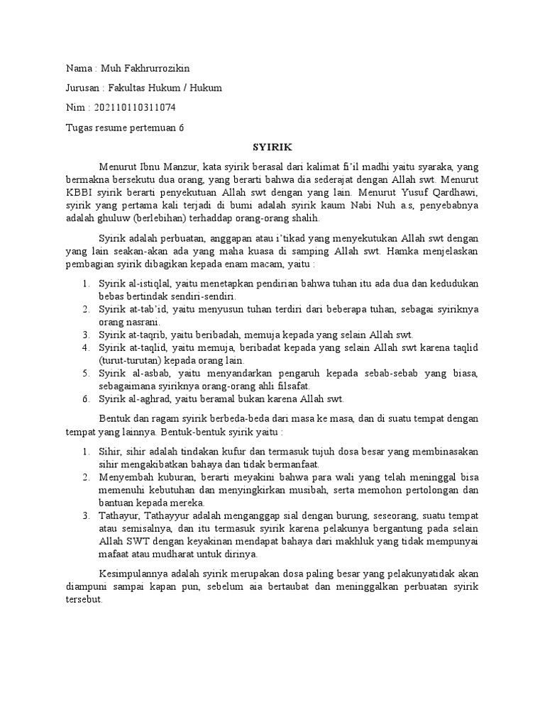 Tugas Resume Aik Pert 6 | PDF
