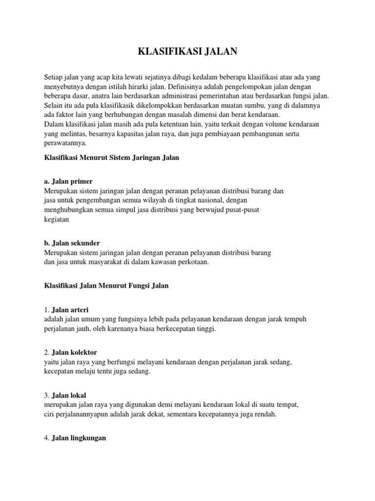 1 Klasifikasi Jalan | PDF