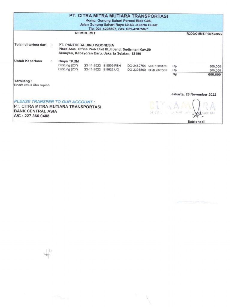 PT Citra Mitra Mutiara Transportasi INV ADD FEE R200-CMMT-PBI-XI-2022 ...