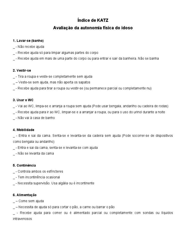 Índice de KATZ | PDF