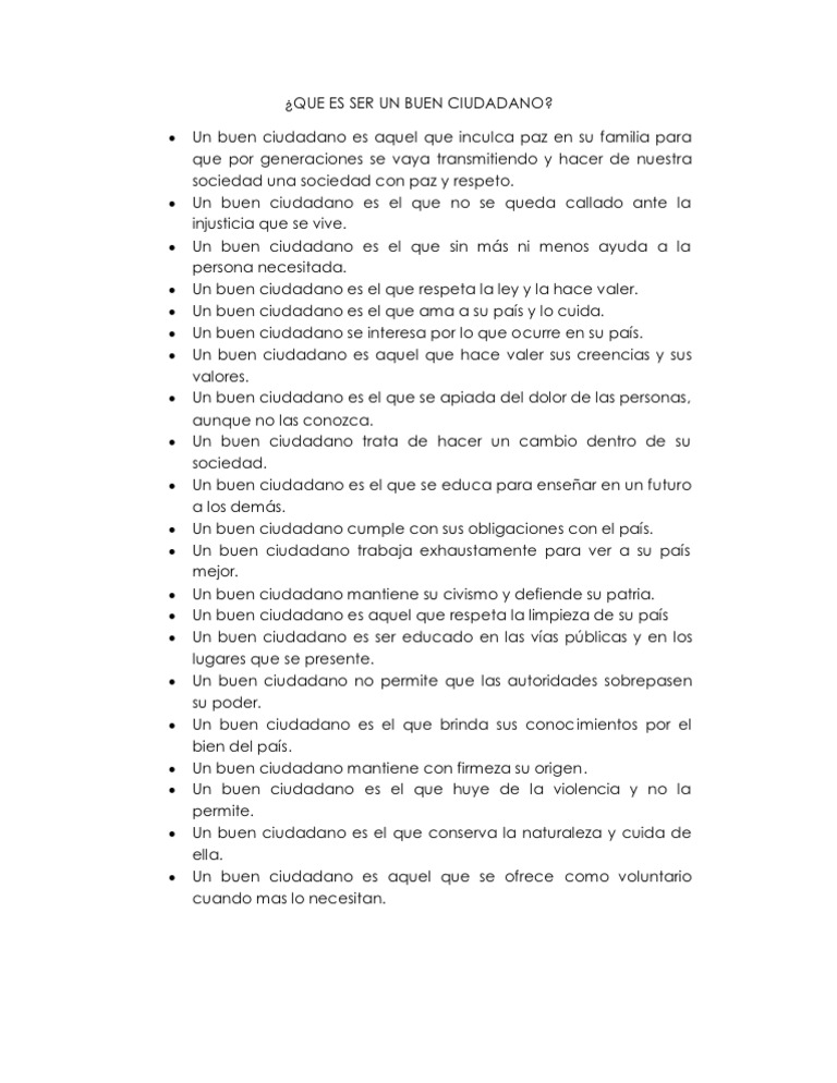 La importancia de ser un buen ciudadano | PDF