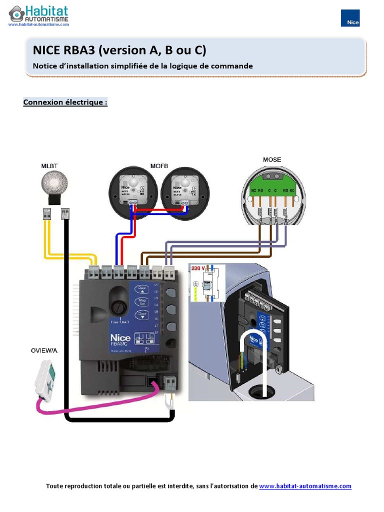 Installation NICE RBA3: Guide Simplifié | PDF | Télécommande