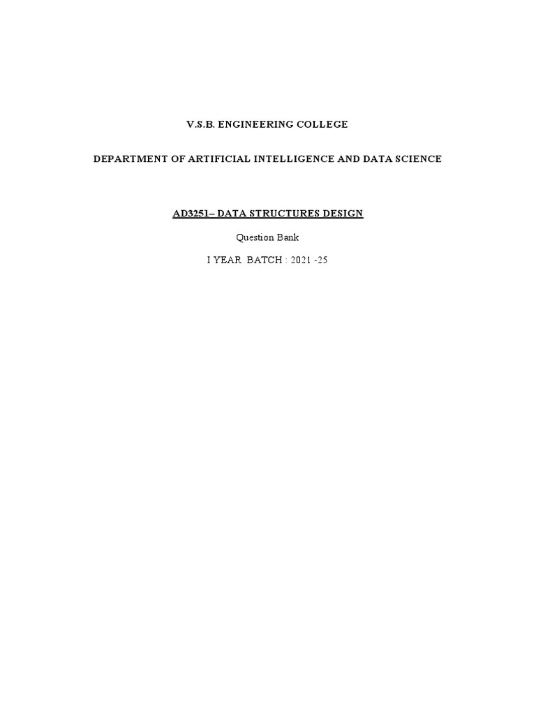 Question Bank-DSD Unit 1, 2, 3, 4, 5 | PDF