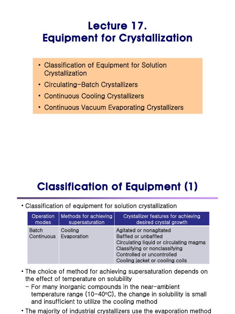 Equipment For Crystallization | PDF | Crystallization | Materials Science
