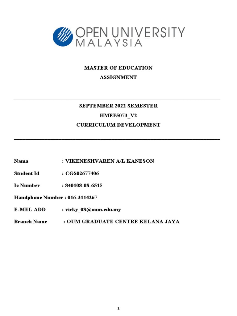 Curriculum Development Hmef5073 - v2 | PDF | Karier & Perkembangan | Kesehatan Holistik