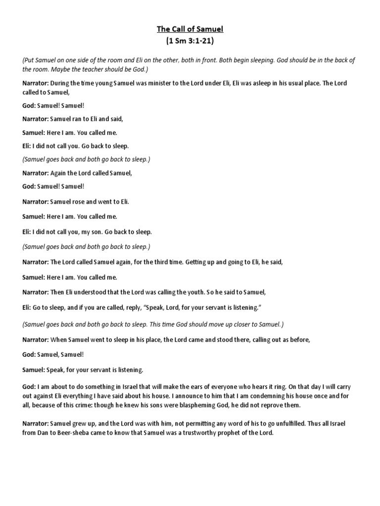 The Call of Samuel (Dramatic Reading) | PDF