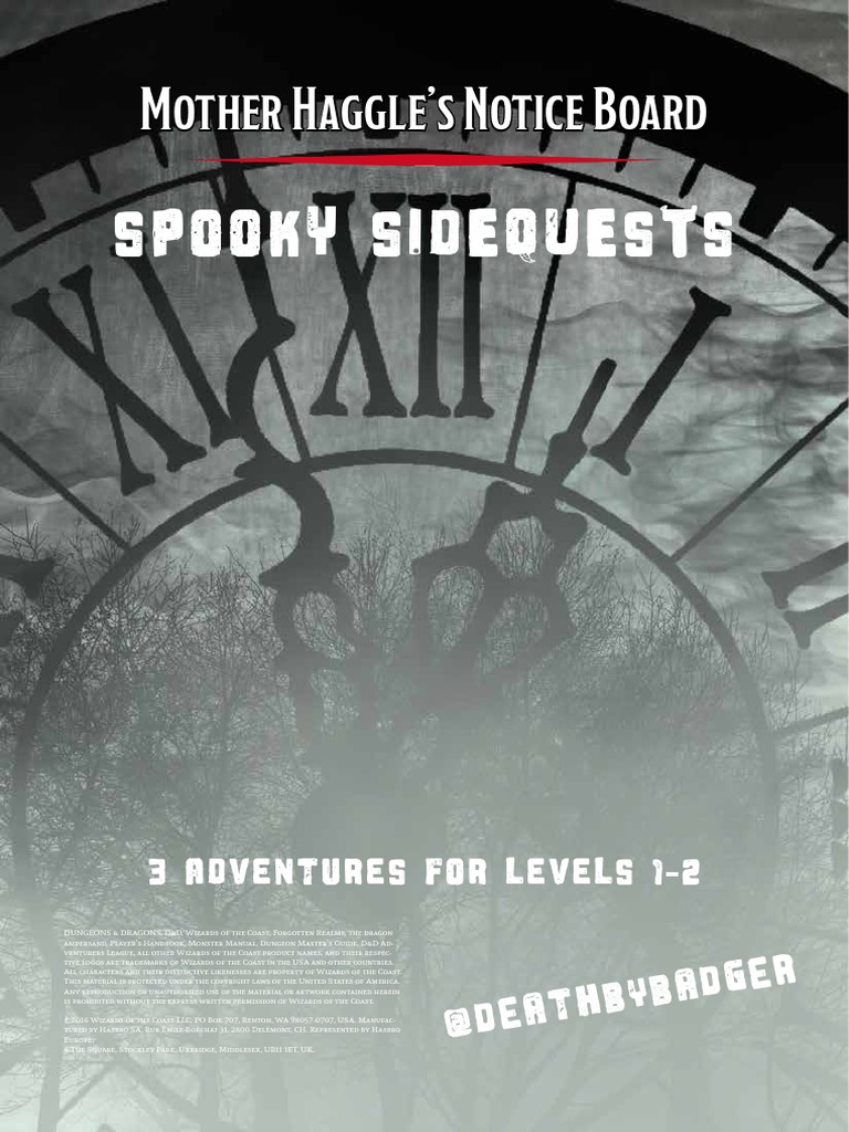 Mother Haggles Notice Board - Spooky Sidequests | PDF | Wizards Of The Coast | Dungeons & Dragons