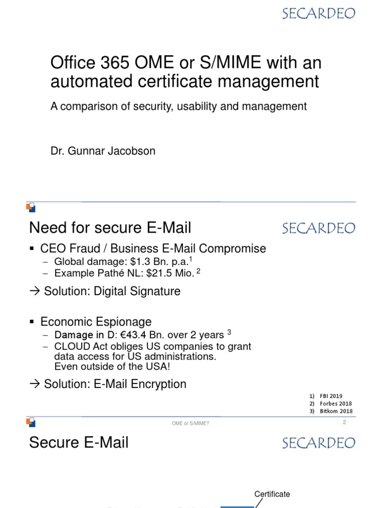 Secardeo Ome or Smime Eng | PDF | Public Key Certificate | Public Key ...