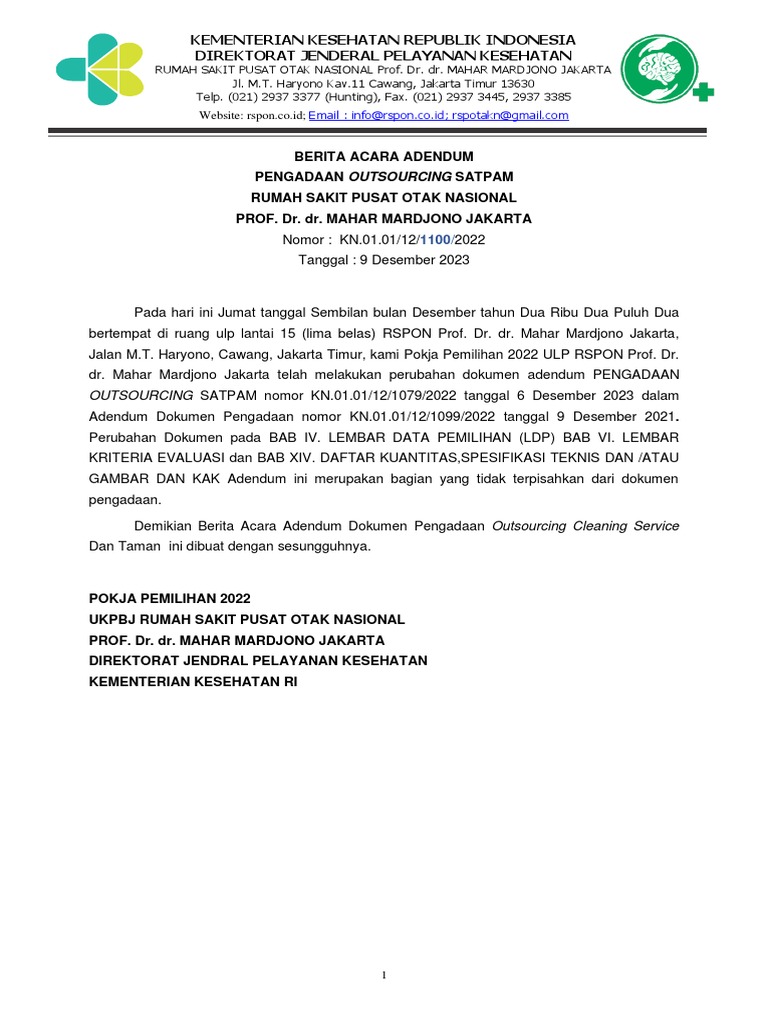 BA Adendum Satpam 2023 | PDF